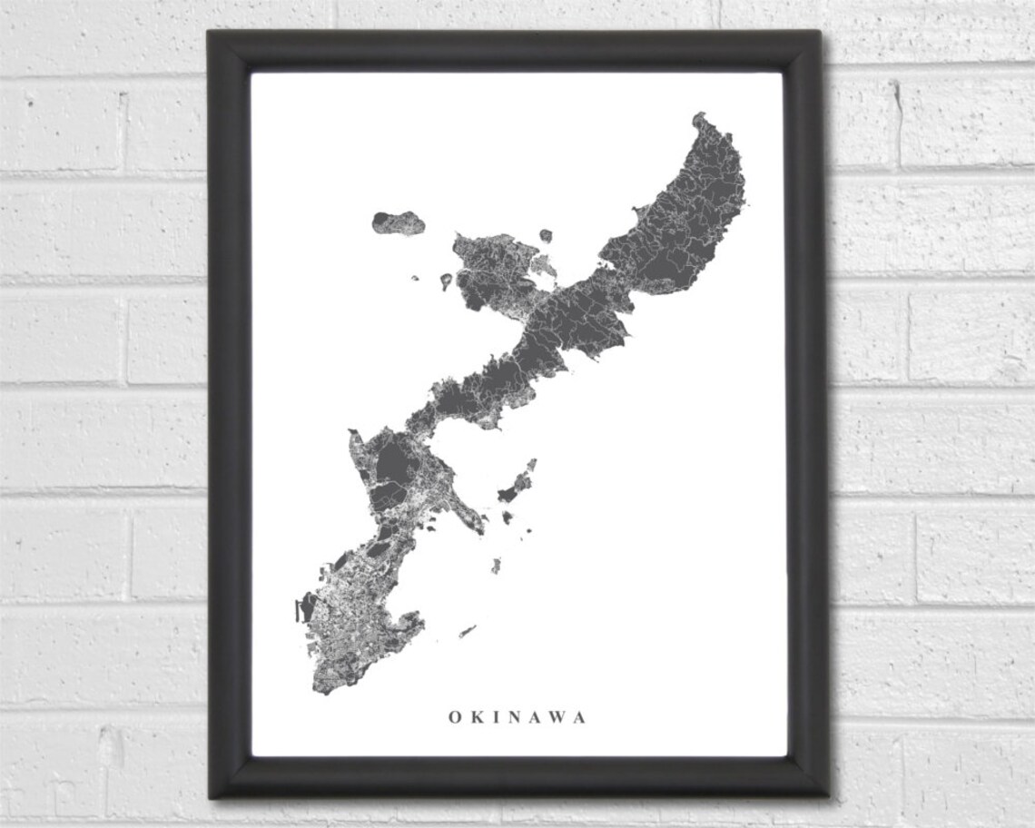 Okinawa Map Art Japan City Streets Map Print Custom - Etsy