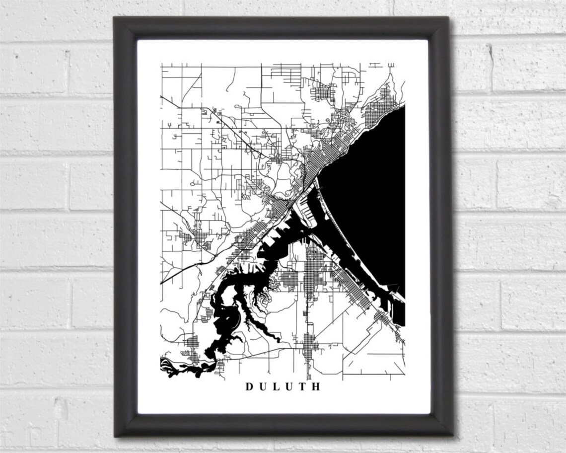 Duluth Map Art City Map Minnesota Office Decor Map Art | Etsy