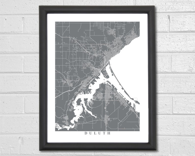 Duluth Map Art City Map Minnesota Office Decor Map Art - Etsy