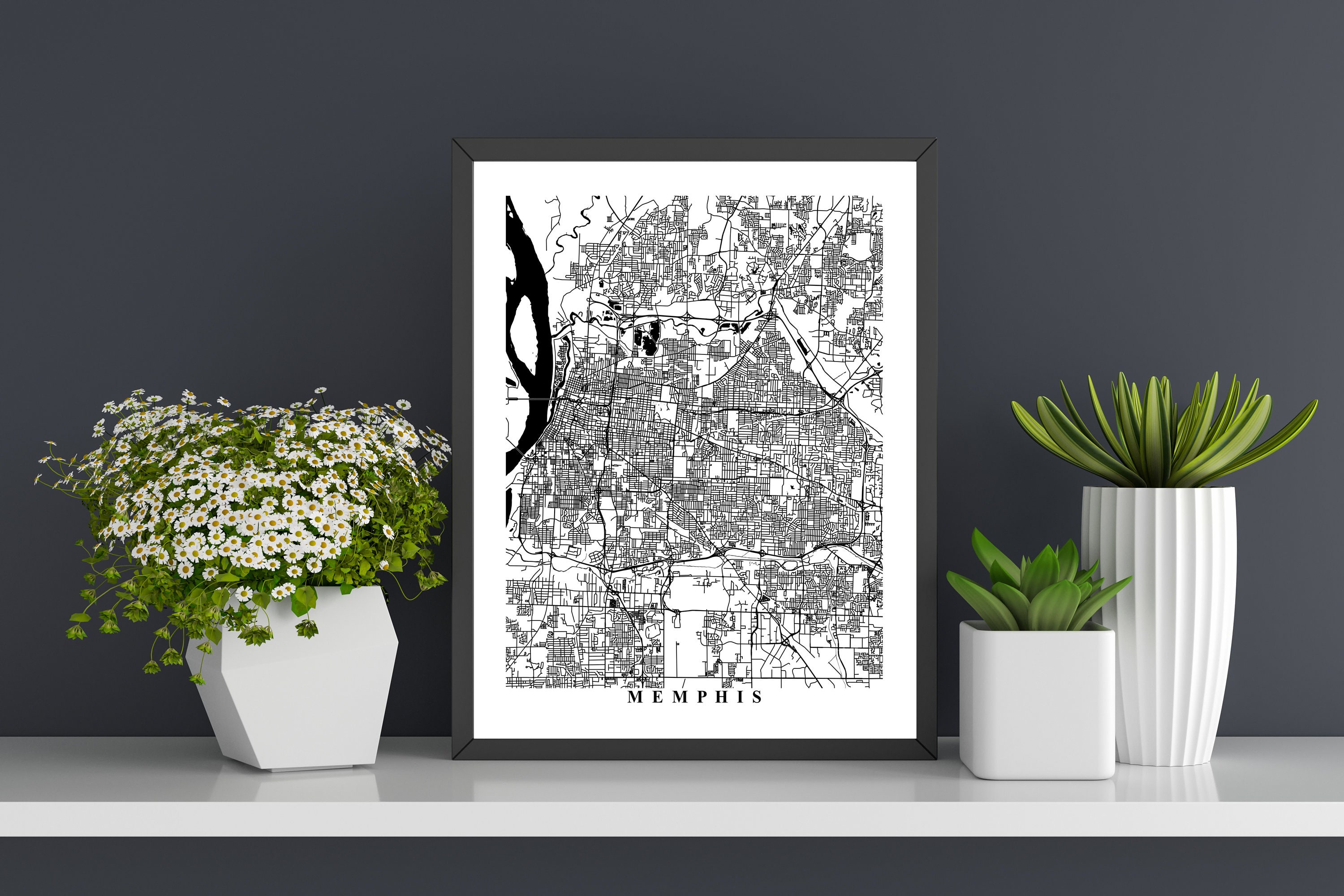 Memphis Map Art Tennessee Custom City Streets Map Print - Etsy