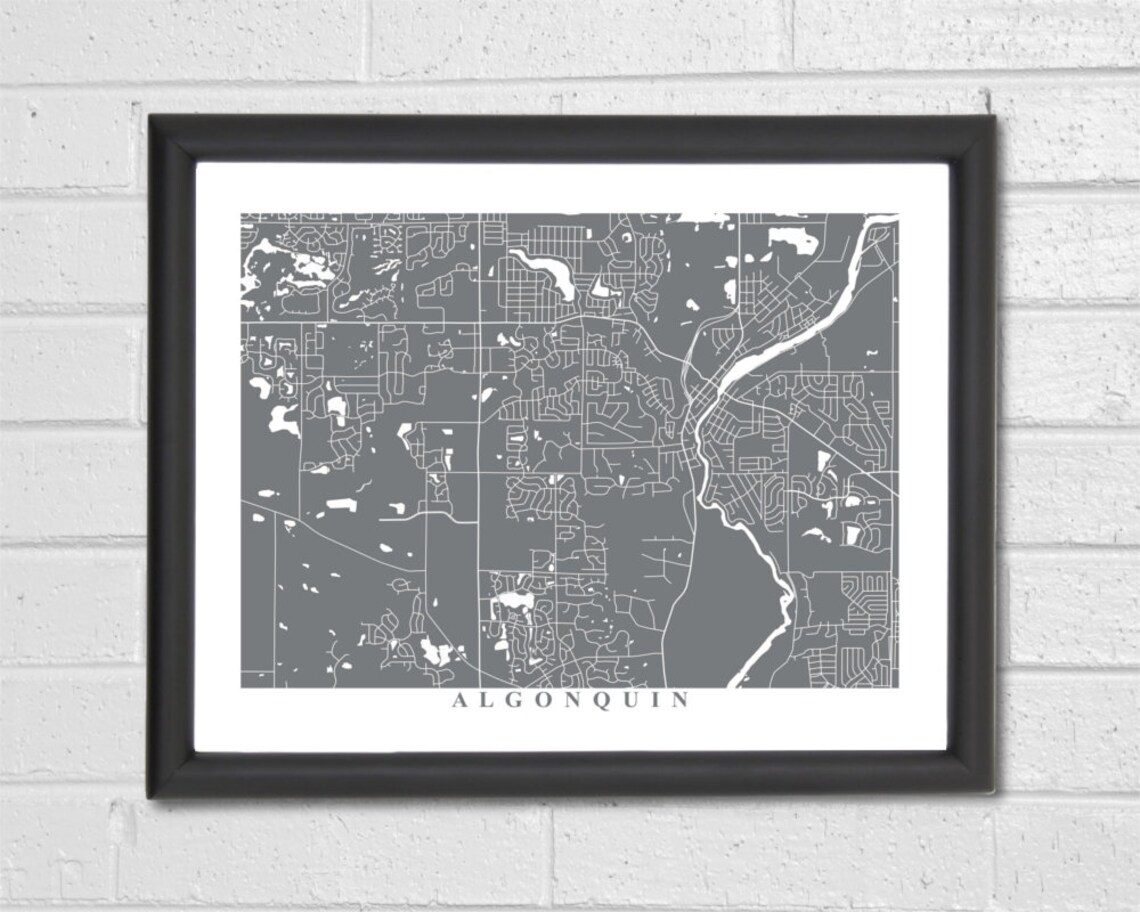 Algonquin Park Map Art City Map Illinois Office Decor - Etsy