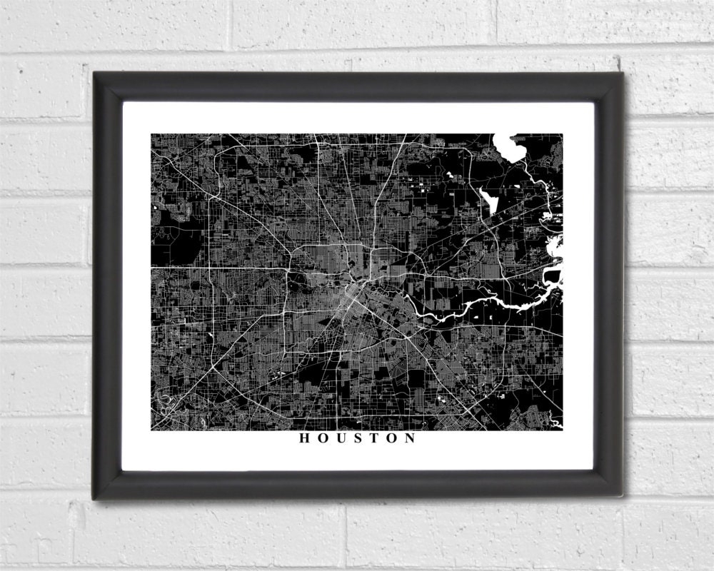 Houston Map Art Map Art Texas Houston Streets Home Map | Etsy