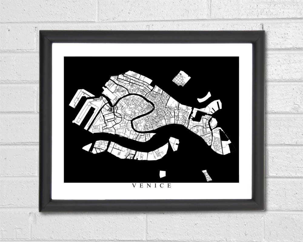 Venice Map Art City Map Italy Travel Map Print | Etsy