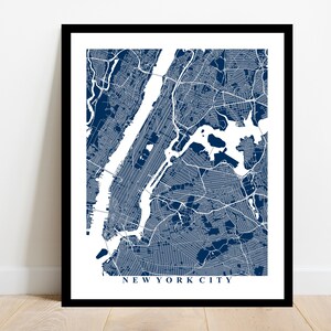 New York City Map Art Wall Art Print NYC Map Print of New York City ...