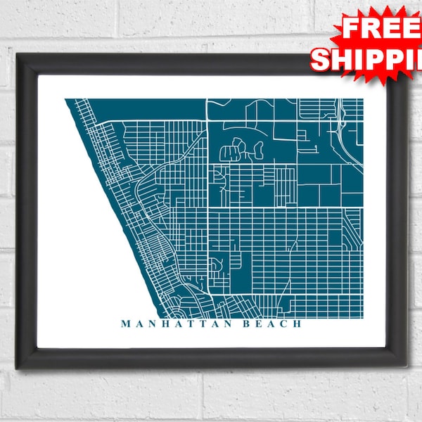 Manhattan Beach Map - Etsy