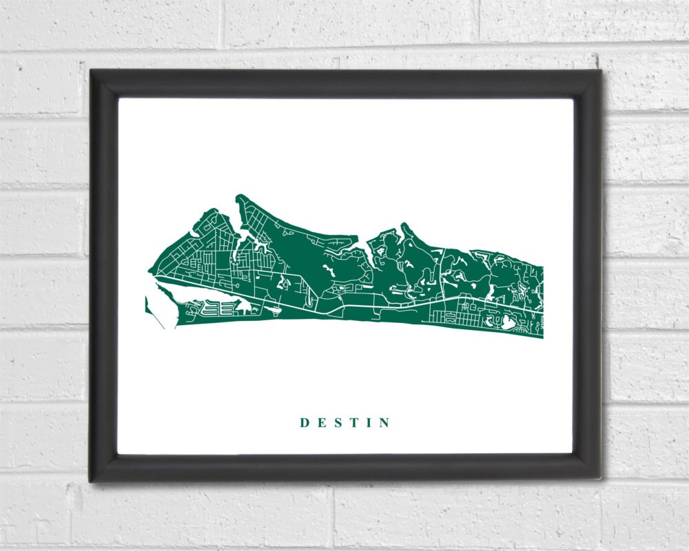 Destin Map Art Map Print Florida Map Print Travel | Etsy