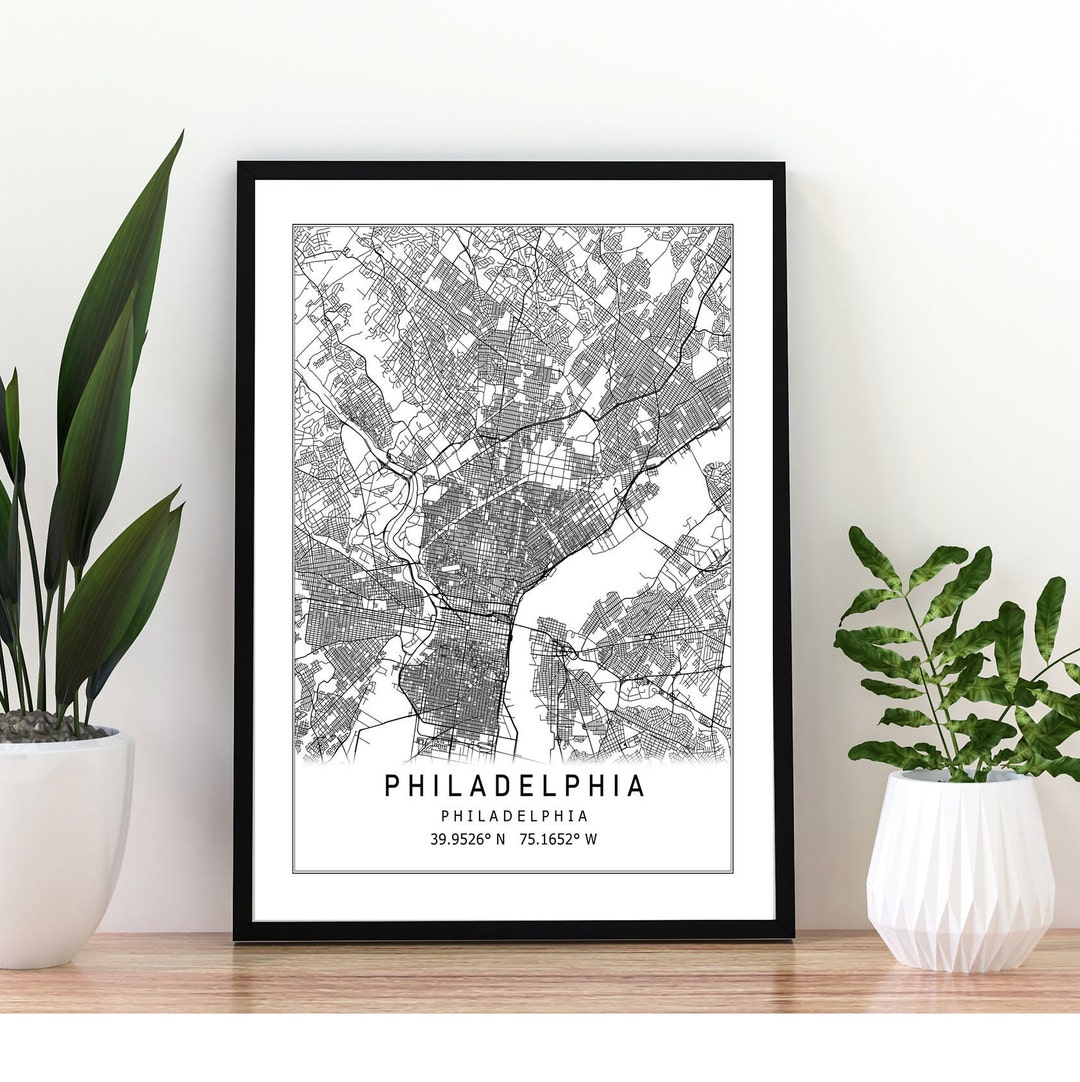 Philadelphia Map Art Modern City Streets Map Print - Etsy