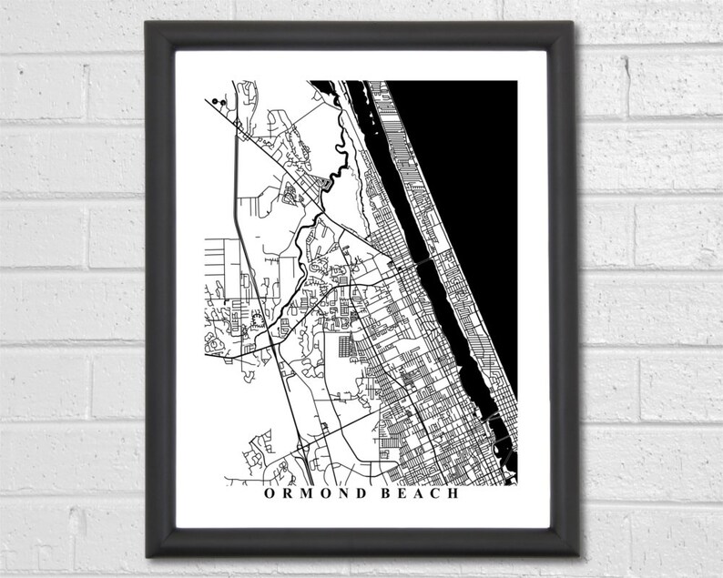 Ormond Beach Map Art City Streets Map Print Florida | Etsy