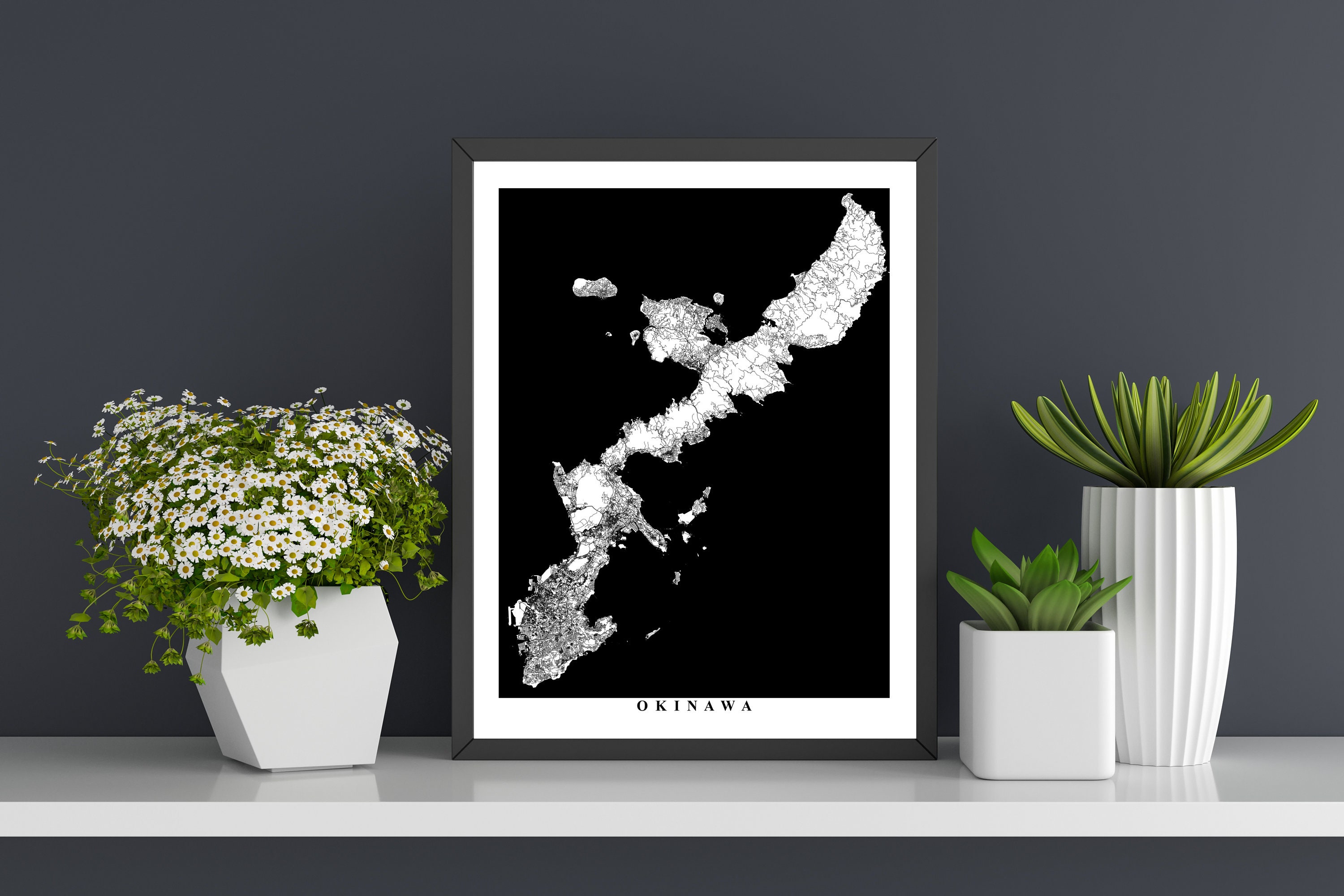 Okinawa Map Art Japan City Streets Map Print Custom - Etsy