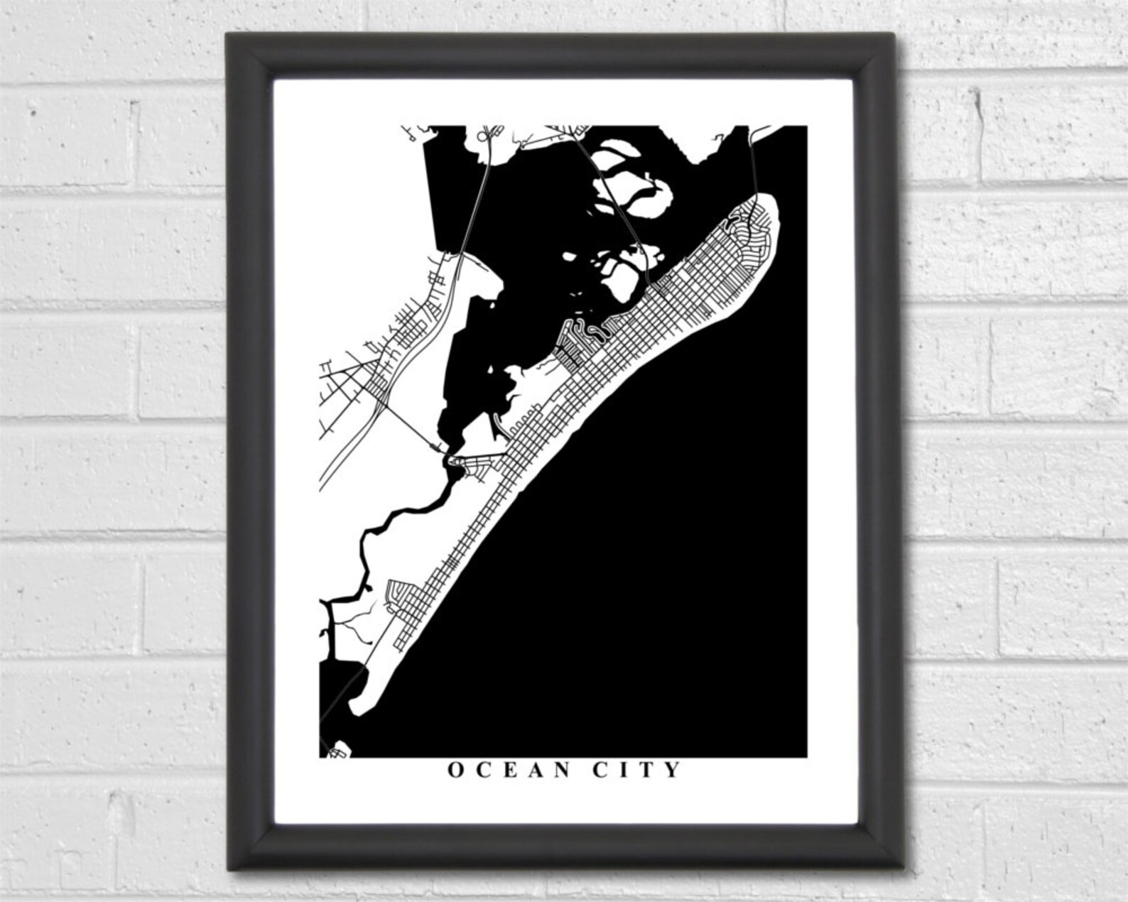 Ocean City Map Art City Map New Jersey Office Decor | Etsy