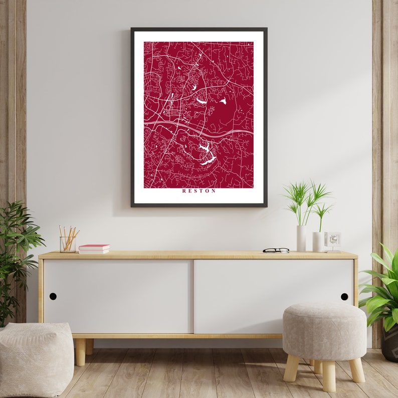 Reston Map Art Virginia Custom City Streets Map Print - Etsy