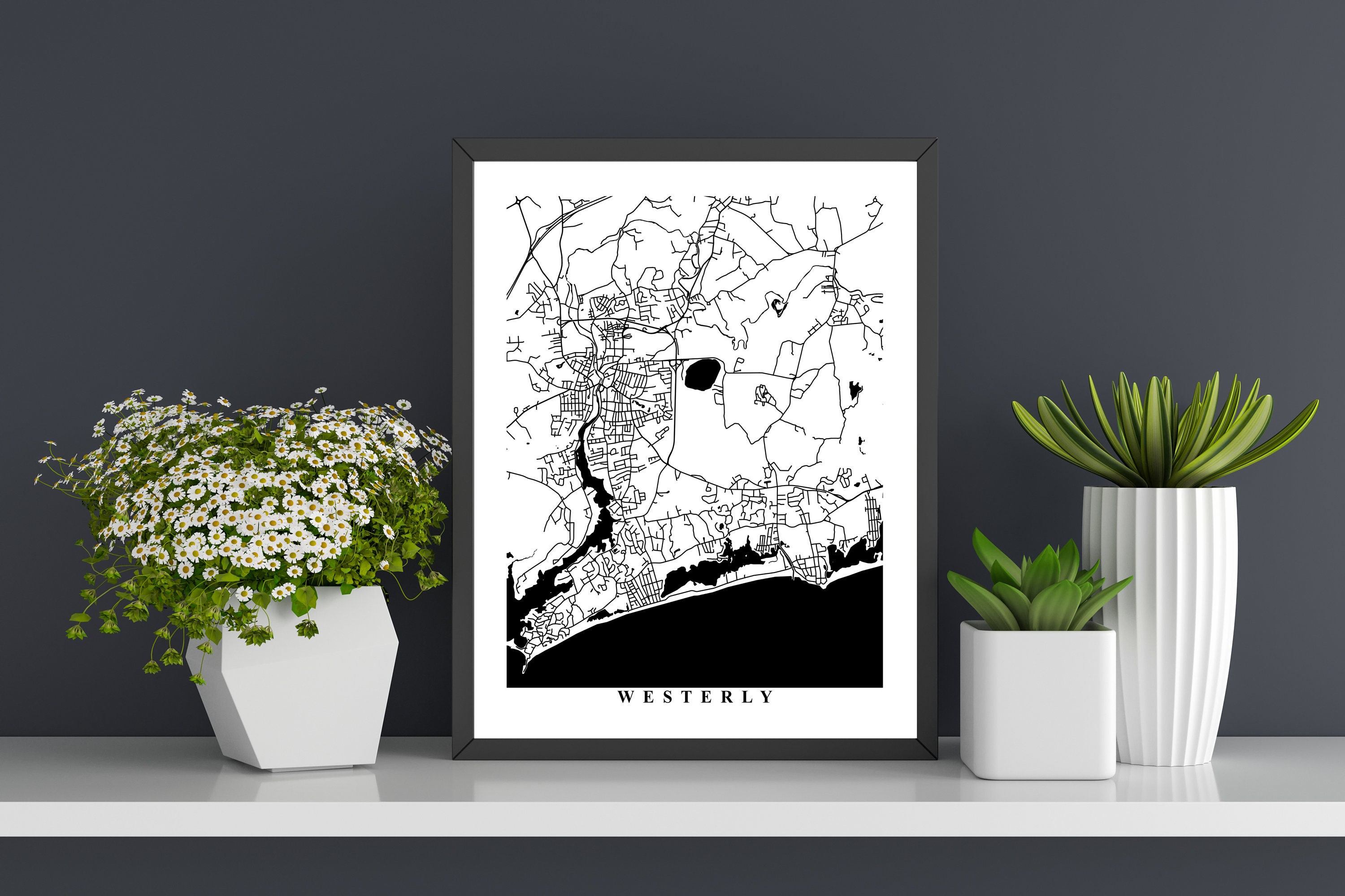 Westerly Map Art Rhode Island City Map Print Travel Gift - Etsy