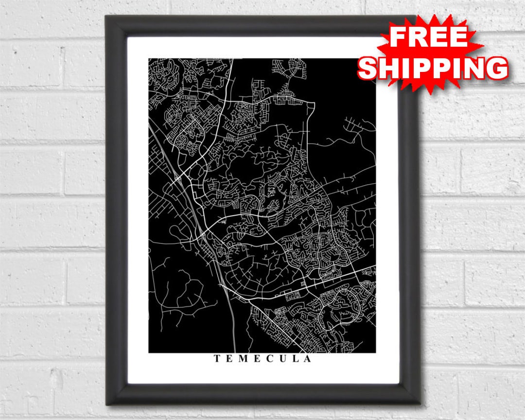 Temecula Map Art Black and White California Print - Etsy