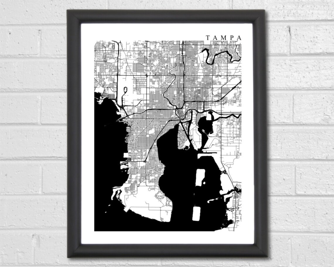 Tampa Map Art Map Print Florida Tampa Map Print Maps | Etsy