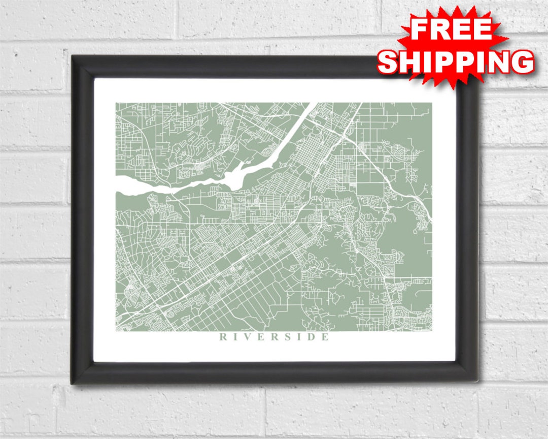 Riverside Map Art Map Print California Map Print Home - Etsy