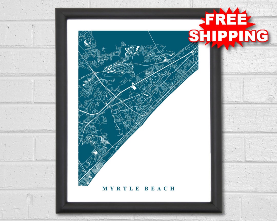 Myrtle Beach Map Art City Streets Map Print South Carolina - Etsy