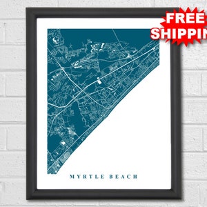 Myrtle Beach Map Art City Streets Map Print South Carolina - Etsy