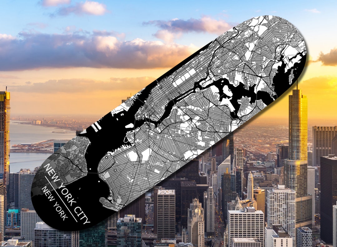 New York City Skateboard Deck Map Art City Streets Wall Home Office ...