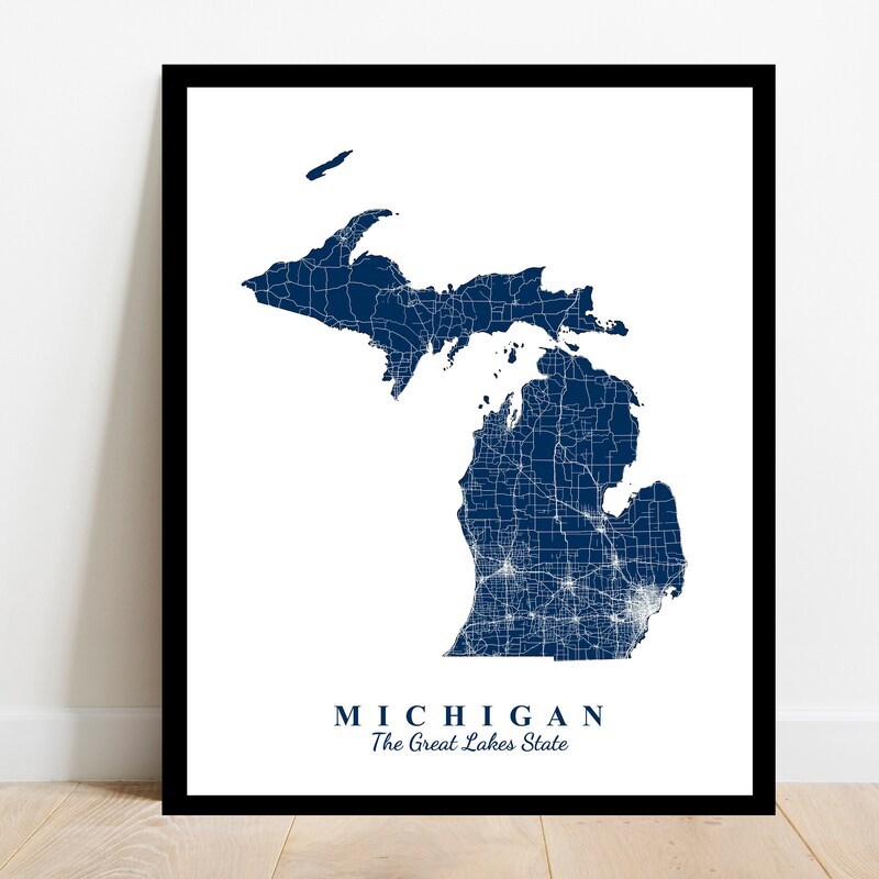 Michigan Map Art - Etsy