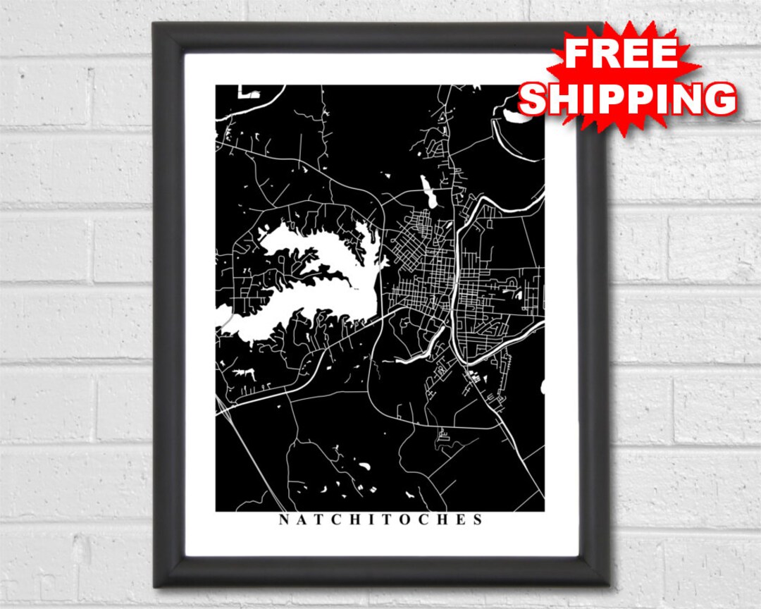 Natchitoches Map Art City Streets Map Print Louisiana - Etsy