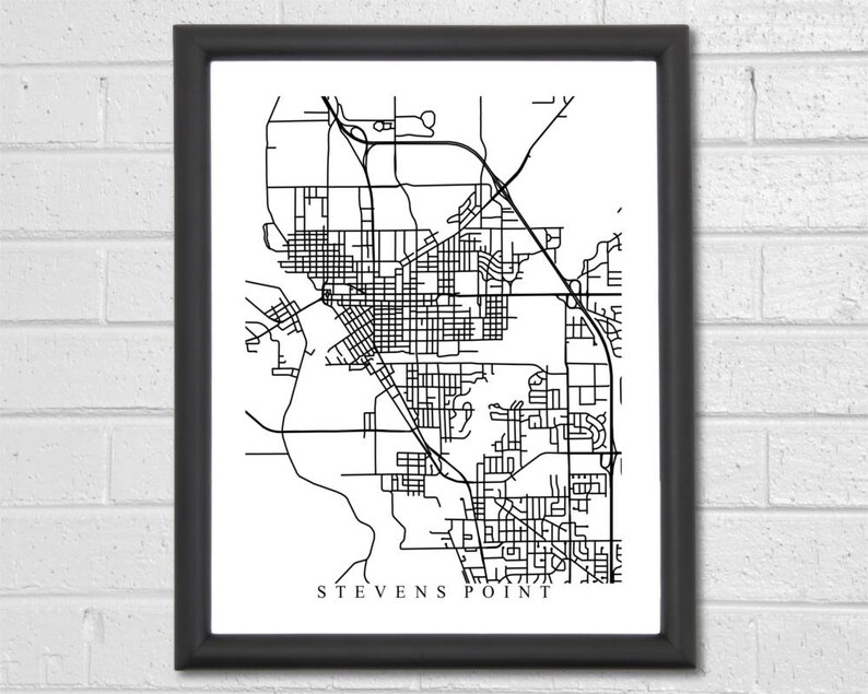 Stevens Point Map Art City Map Wisconsin Travel Map | Etsy