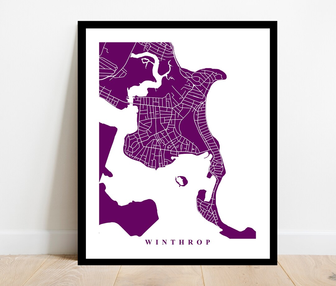 Winthrop Map Art Massachusetts City Map Print Travel - Etsy