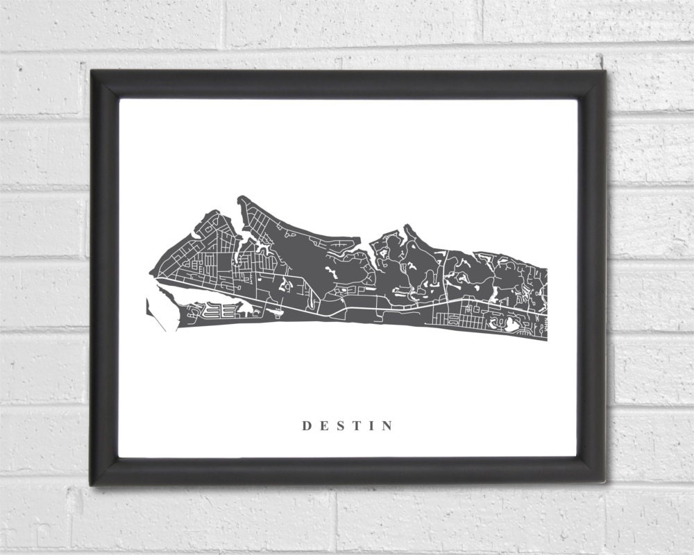 Destin Map Art Map Print Florida Map Print Travel | Etsy