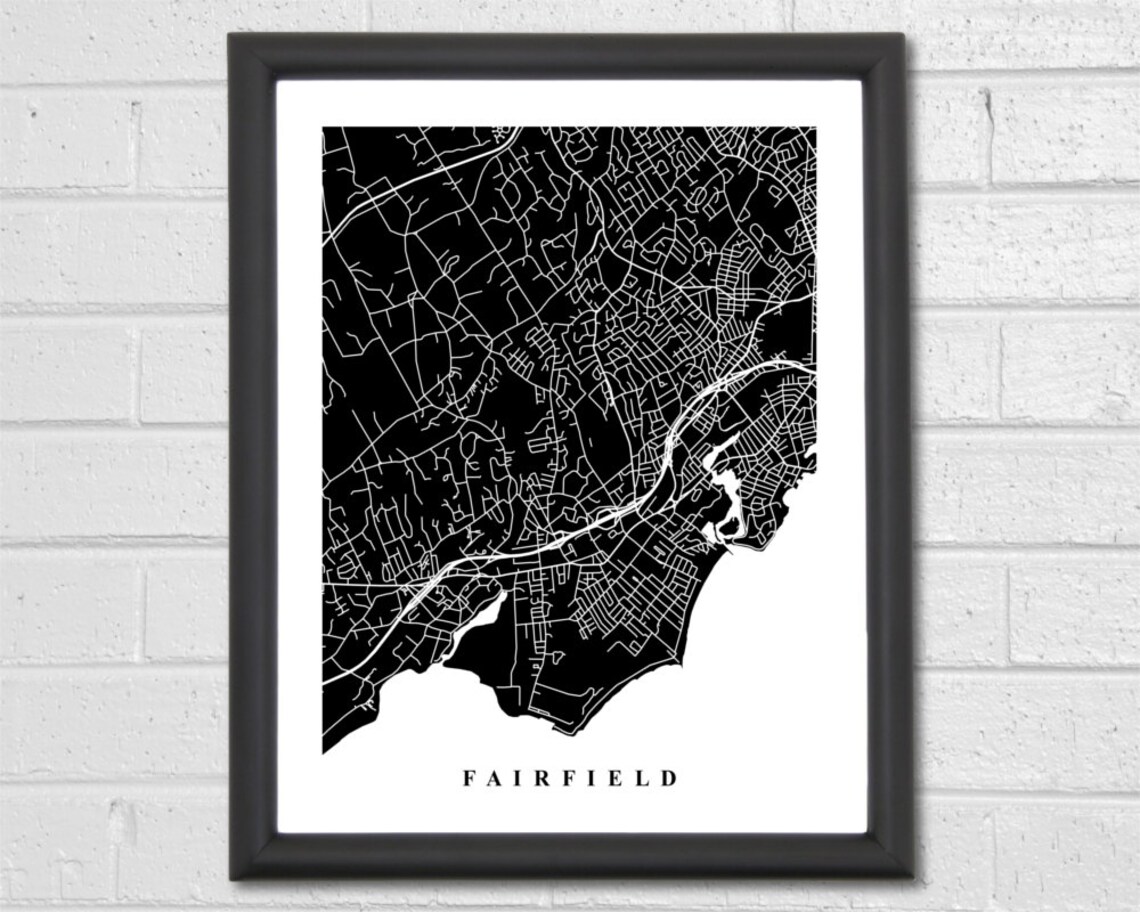Fairfield Map Art Map Print Connecticut Map Print Home - Etsy