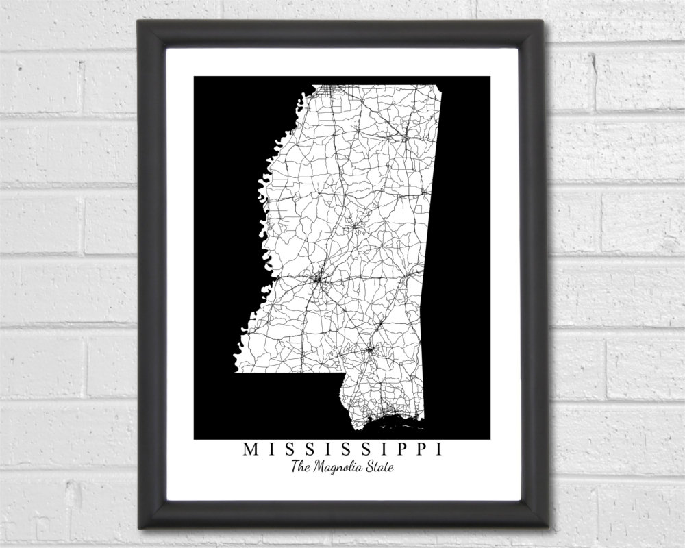 Mississippi Map Art Map Print State Map Office Decor | Etsy