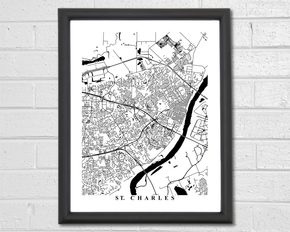 St Charles Map Art City Map Missouri Office Decor | Etsy