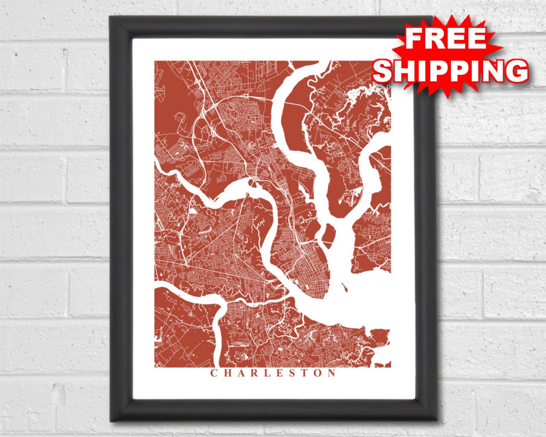 Charleston Map Art City Map Print South Carolina Travel Gift Home ...