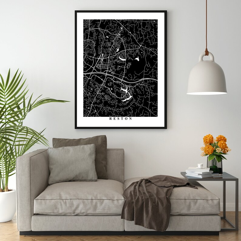 Reston Map Art Virginia Custom City Streets Map Print - Etsy