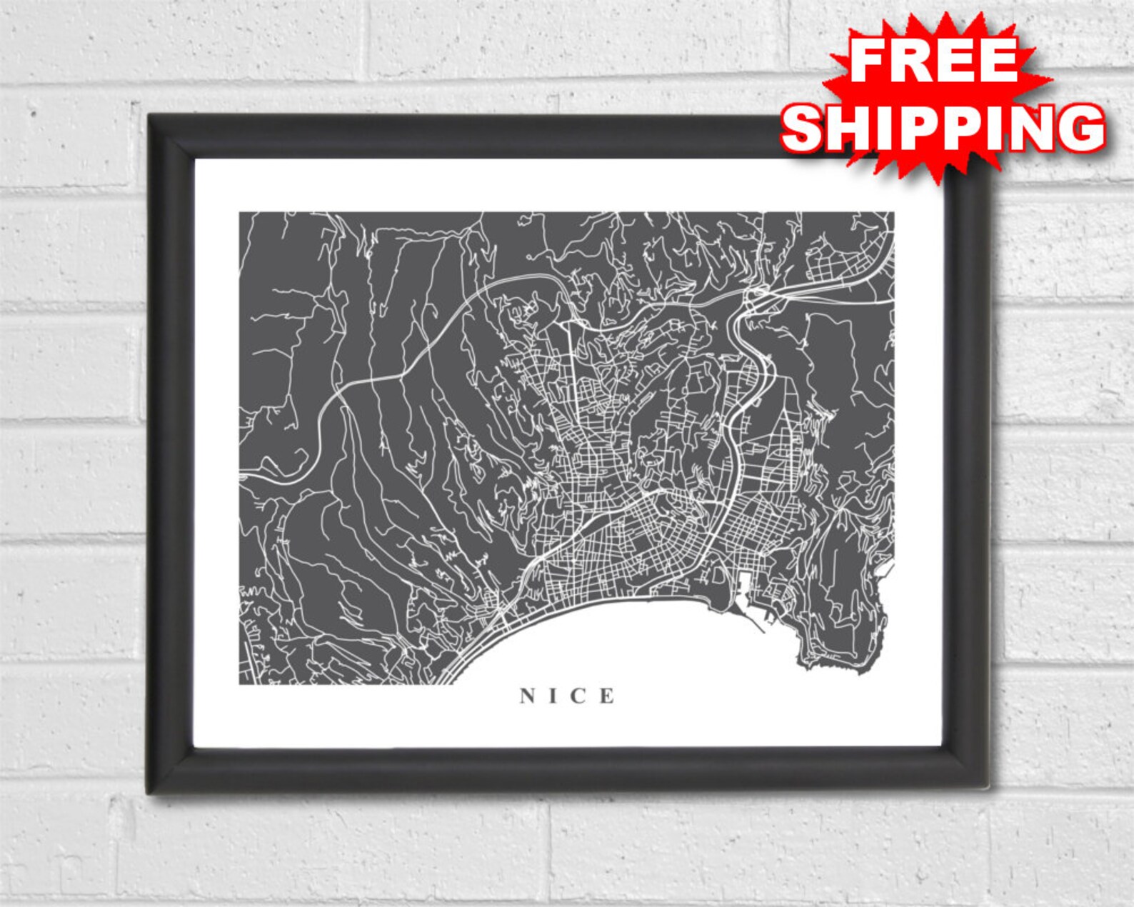 Nice Map Art Map Print France Europe Map Print Home | Etsy