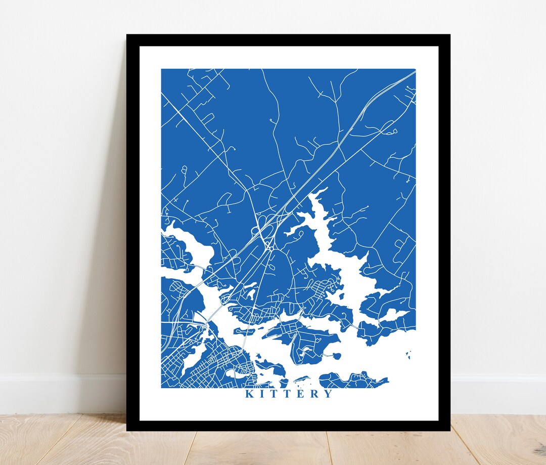 Kittery Map Art Maine Custom City Streets Map Print Travel - Etsy