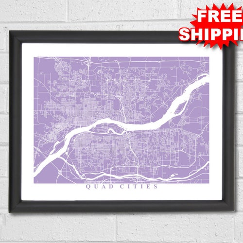 Quad Cities Map Davenport Bettendorf Rock Island Moline - Etsy