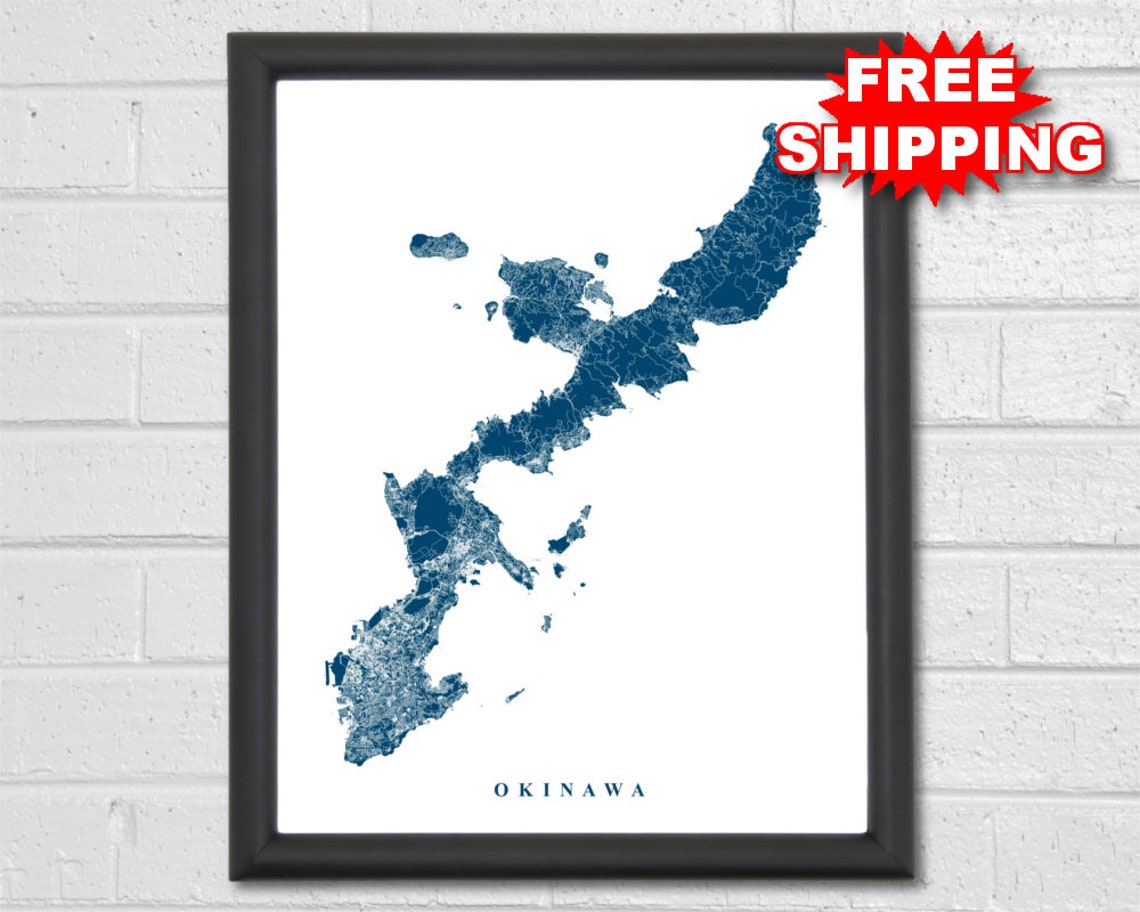 Okinawa Map Art Japan City Streets Map Print Custom - Etsy