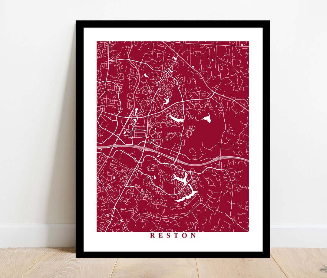 Reston Map Art Virginia Custom City Streets Map Print Office Home Decor ...