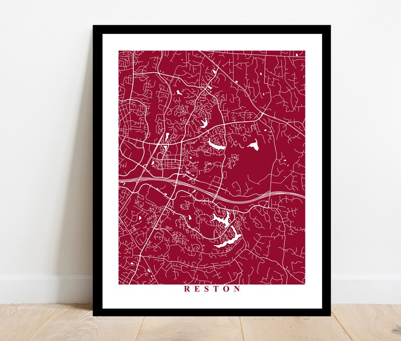 Reston Map Art Virginia Custom City Streets Map Print - Etsy