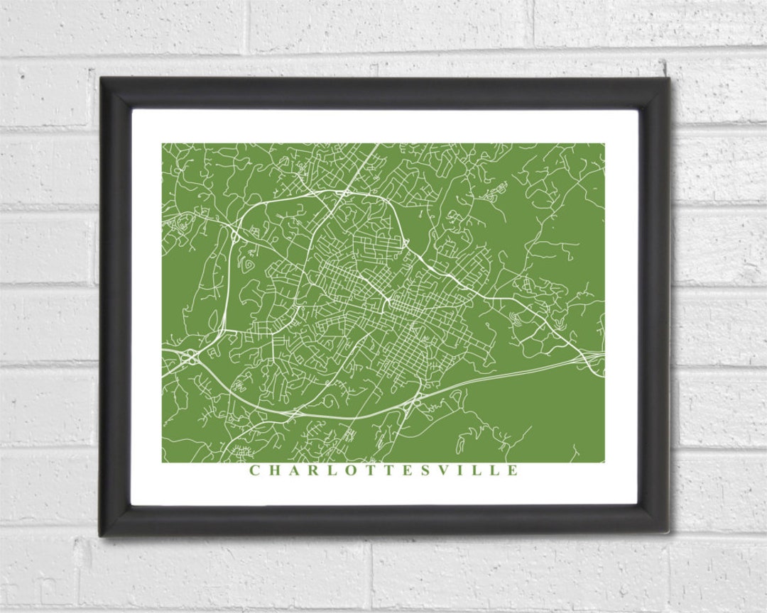 Charlottesville Map Art City Map Print Virginia Travel Gift Home Office ...