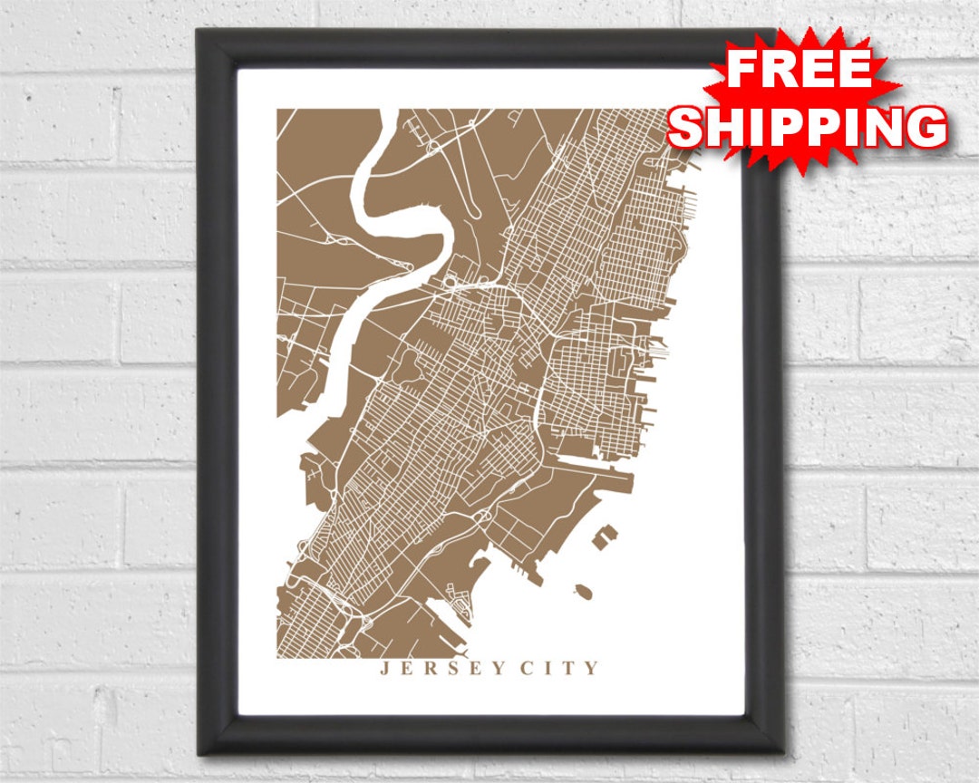 Jersey City Map Art Map Print New Jersey Map Print - Etsy