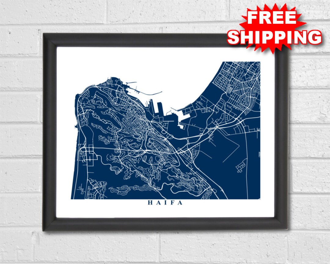 Haifa Map Art Map Print Israel Map Print Home Map - Etsy