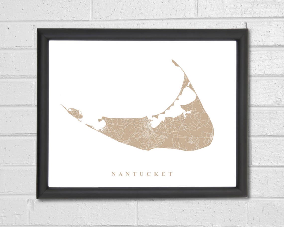 Nantucket Map Art City Maps Massachusetts Travel Map | Etsy