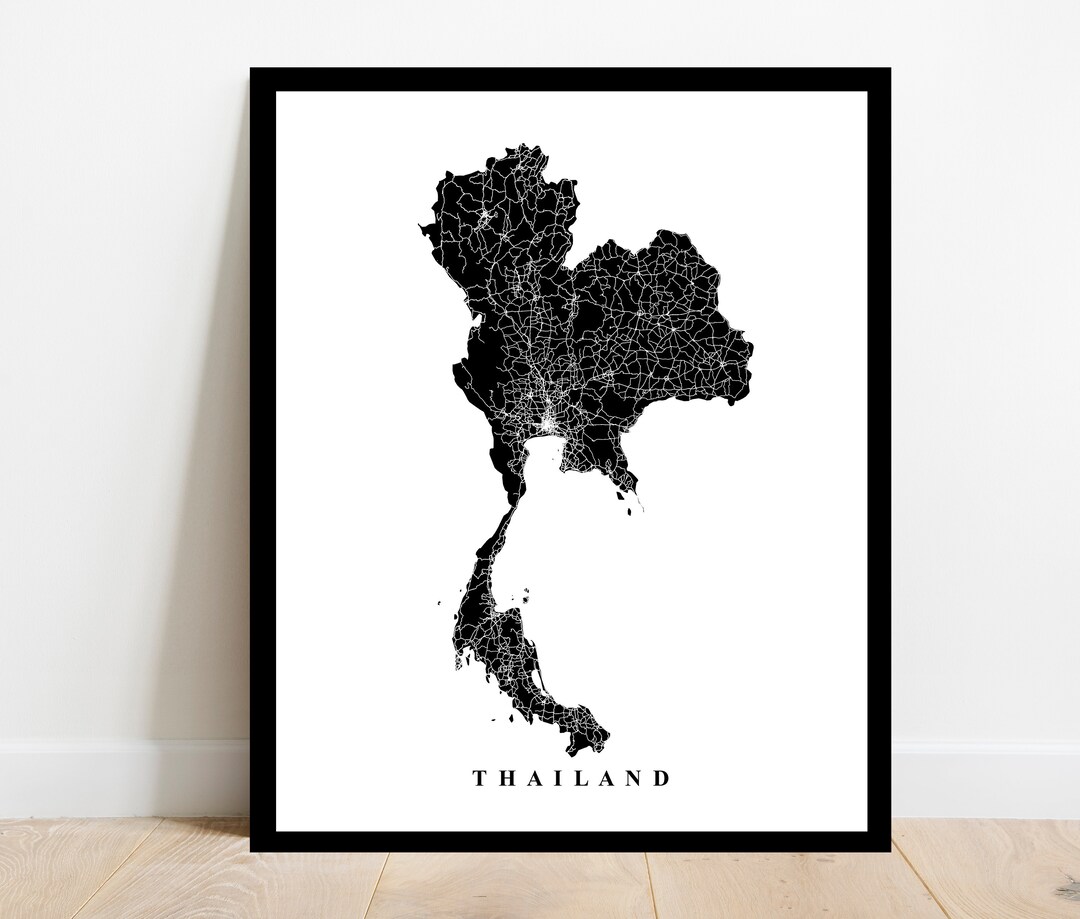 Thailand Map Art Custom City Streets Wall Poster Home Office - Etsy