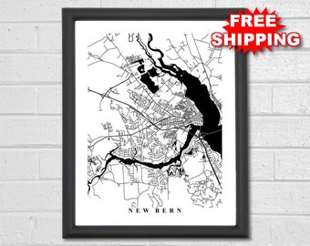 New Bern Map Art | Etsy