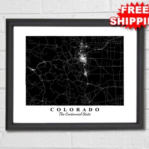 Colorado Map Art Black and White Map Print State Map - Etsy