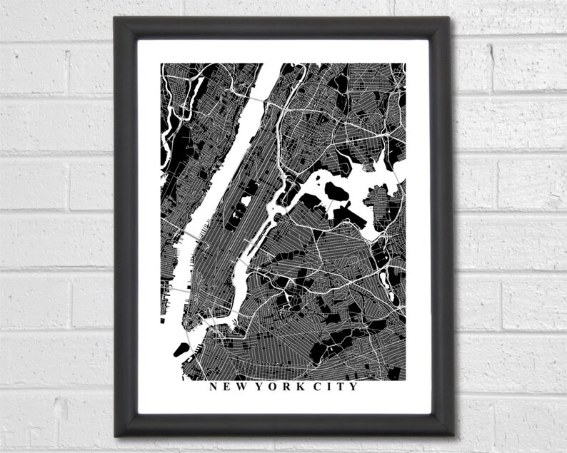 New York City Map Art Wall Art Print NYC Travel Gift | Etsy
