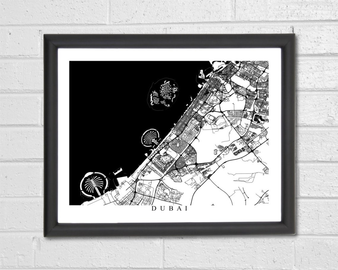Dubai Map Art Map Print United Arab Emirates UAE GCC | Etsy