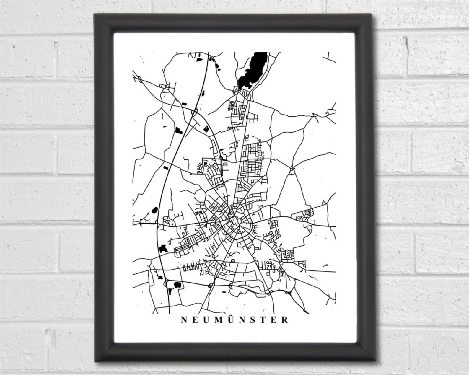 Neumünster Map Art City Streets Map Print Germany Custom - Etsy