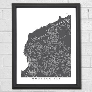 Montego Bay Map Art City Maps Jamaica Travel Caribbean - Etsy