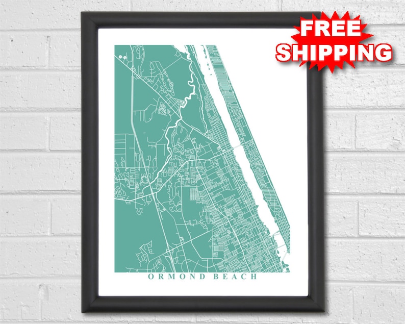Ormond Beach Map Art City Streets Map Print Florida - Etsy
